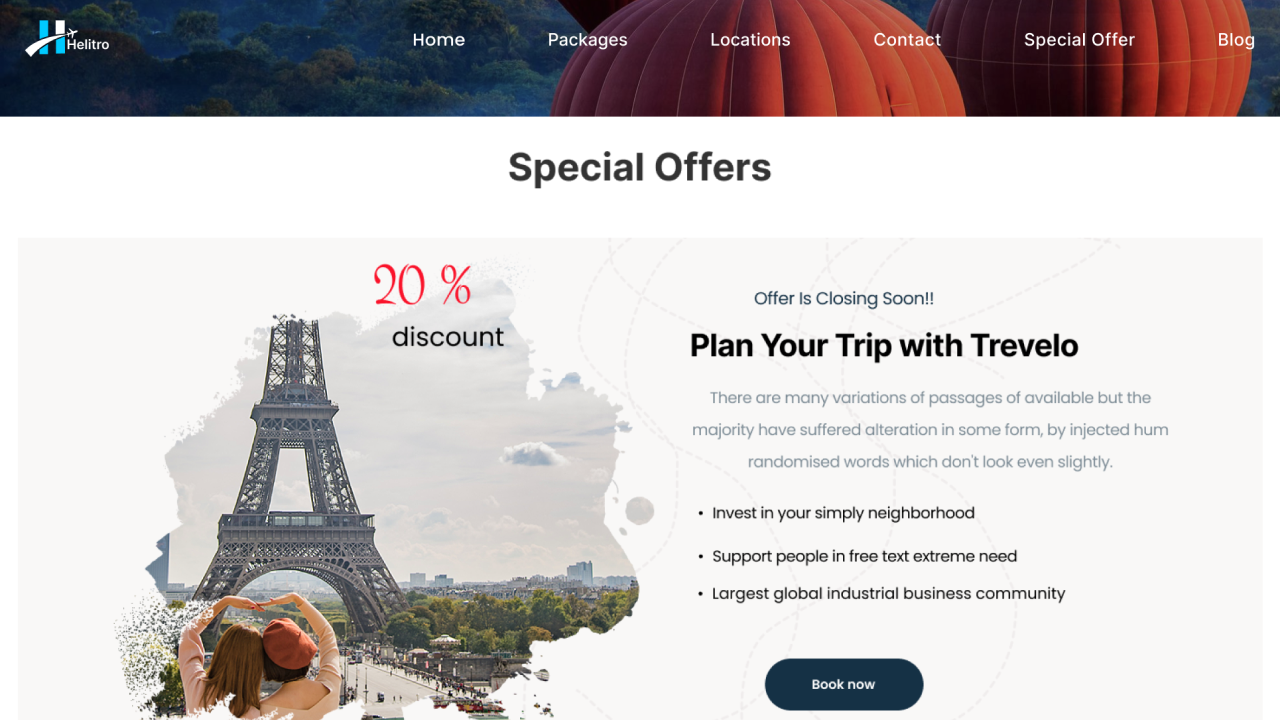 Helitro - Explore the World with a Travel Website Built in Flutter Web| Flutter Web Landing Page ...